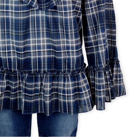 Max Studio | Tops | Max Studio Ruffled Plaid Top Medium | Poshmark